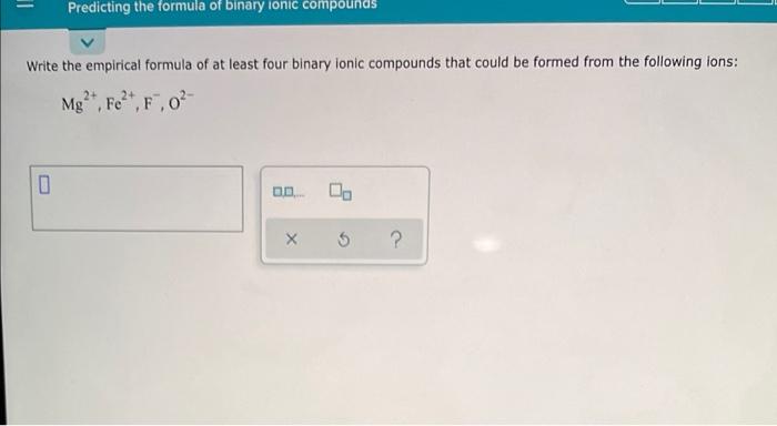 Solved Predicting the formula of binary ionic compounds | Chegg.com