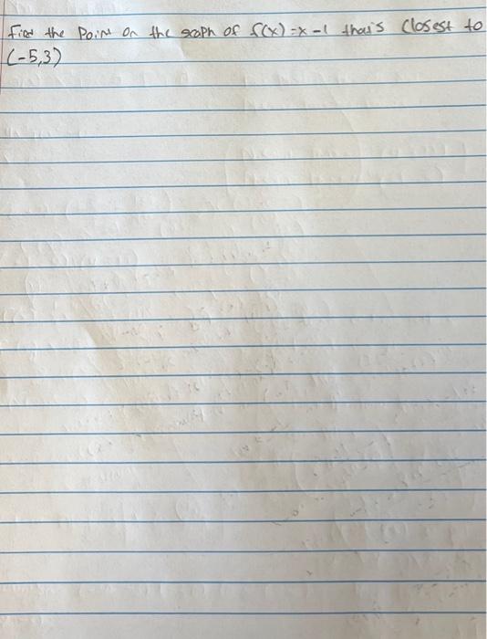 Solved Find the point on the scaph of f(x)=x−1 that's | Chegg.com