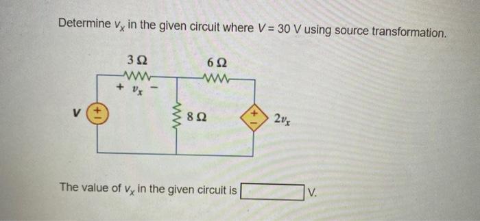 Solved Determine vy in the given circuit where V = 30 V | Chegg.com