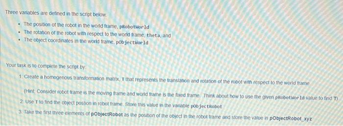 Solved Transforming from one frame (coordinate system) to | Chegg.com