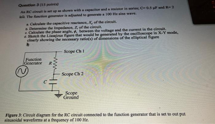Question 3 (15 points) An RC circuit is set up as | Chegg.com