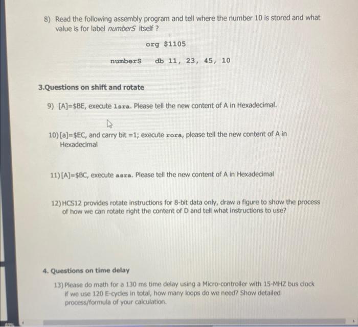 Solved 8) Read the following assembly program and tell where | Chegg.com
