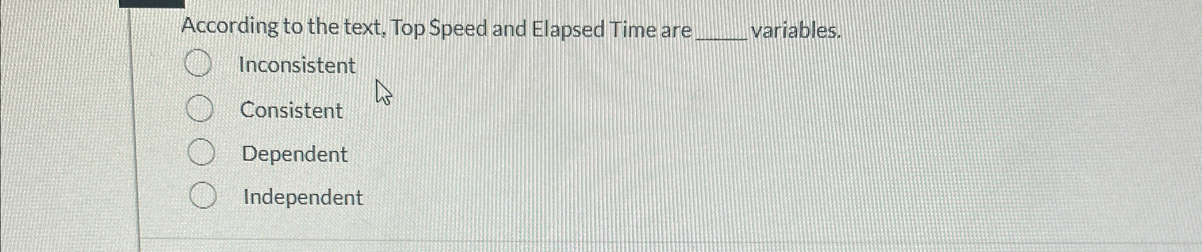Solved According to the text, Top Speed and Elapsed Time are | Chegg.com