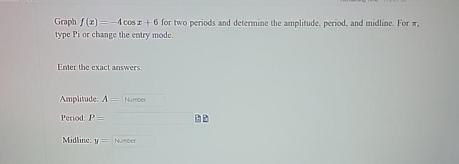 Solved Graph f(x)=-4cosx+6 ﻿for two periods and determine | Chegg.com