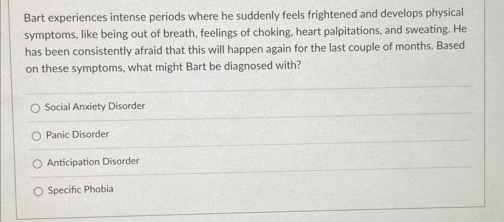 Solved Bart experiences intense periods where he suddenly | Chegg.com