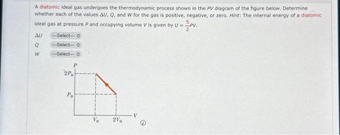 Solved A diatomic ideal gas undergoes the thermodynamic | Chegg.com