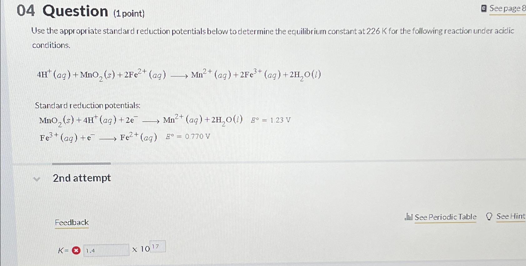Solved 04 ﻿Question (1 ﻿point)a Seepage 8Use the appropriate | Chegg.com