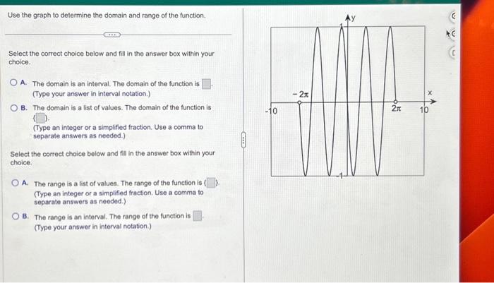 Solved Use the graph to determine the domain and range of | Chegg.com