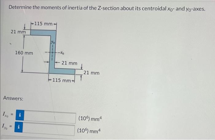 Solved Determine the moments of inertia of the Z-section | Chegg.com