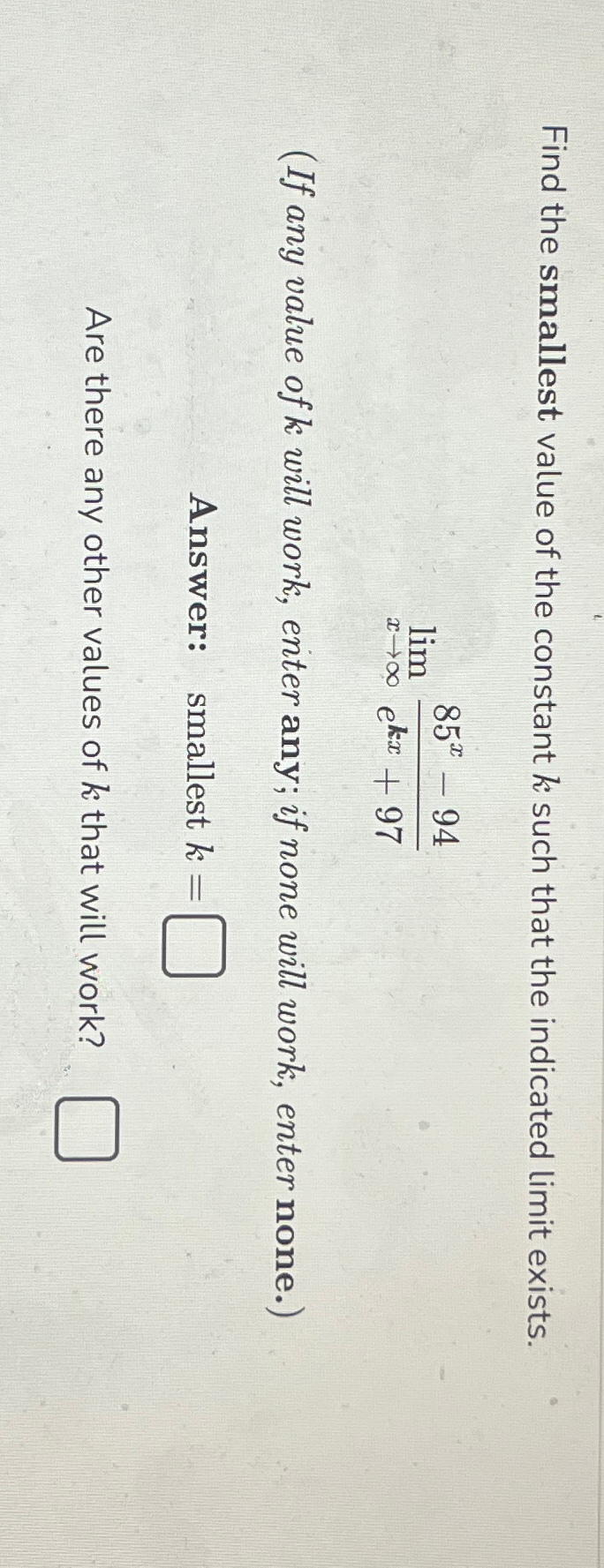 Solved Find the smallest value of the constant k ﻿such that | Chegg.com