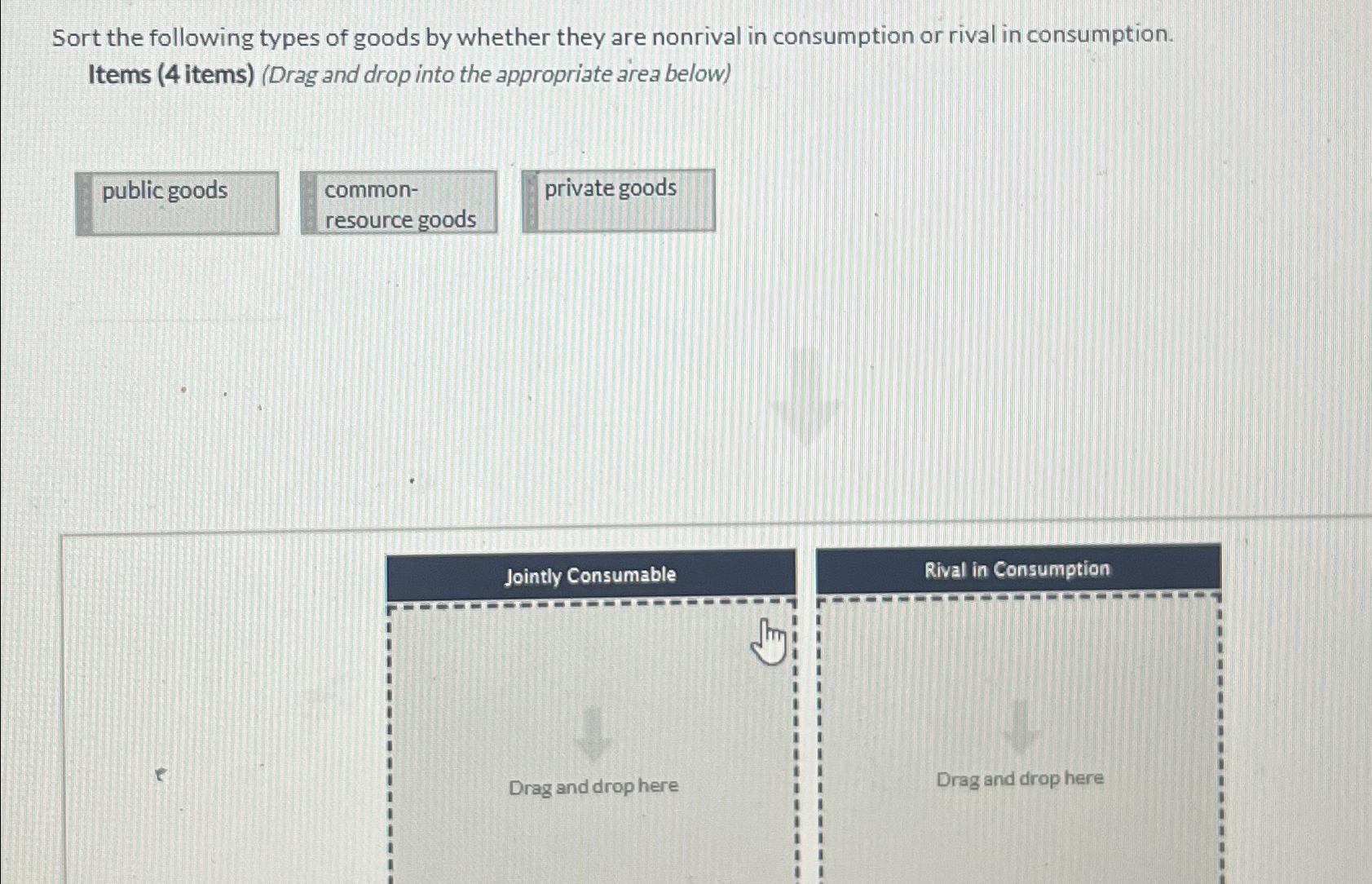 Solved Sort the following types of goods by whether they are | Chegg.com