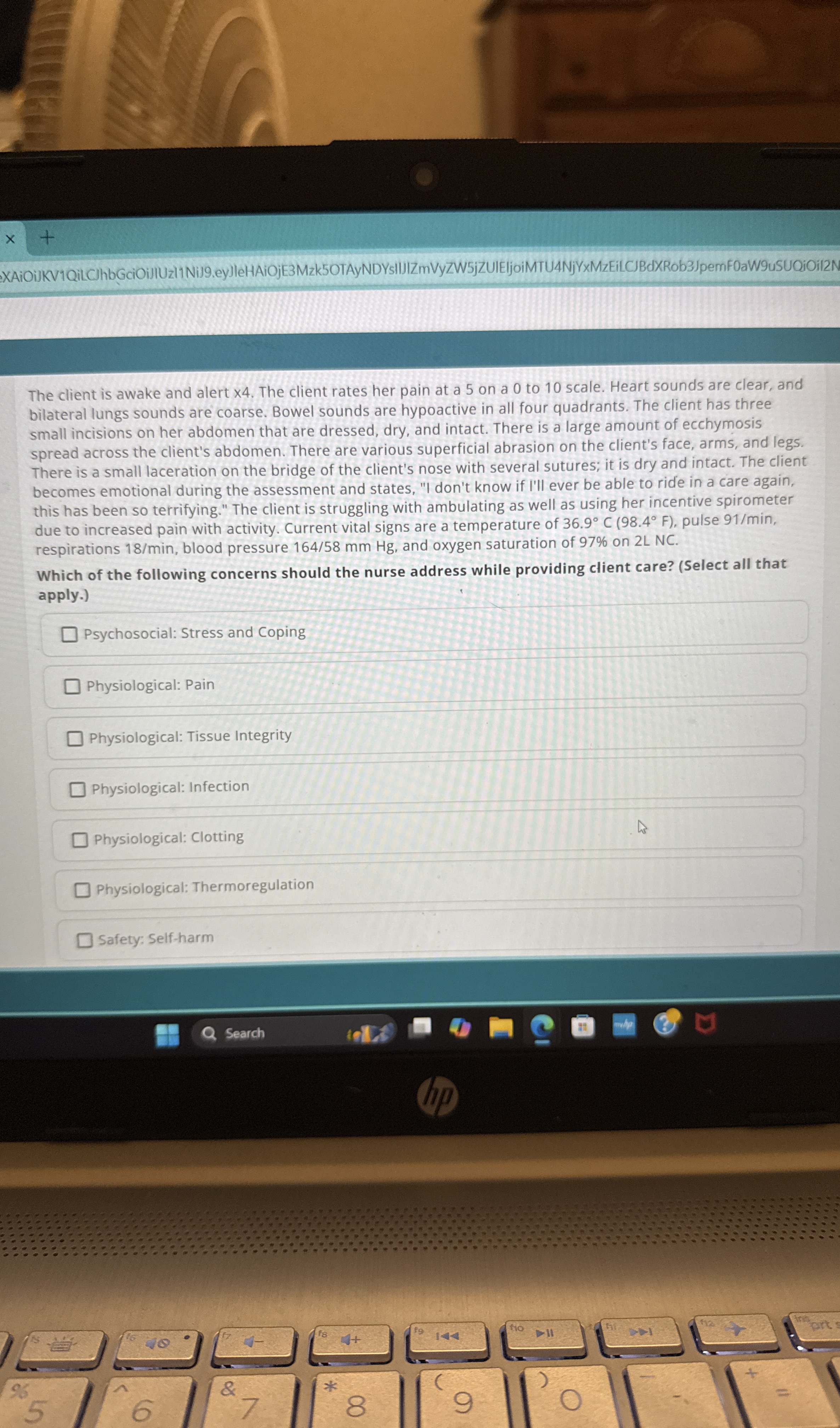 Solved The client is awake and alert ×4. ﻿The client rates | Chegg.com
