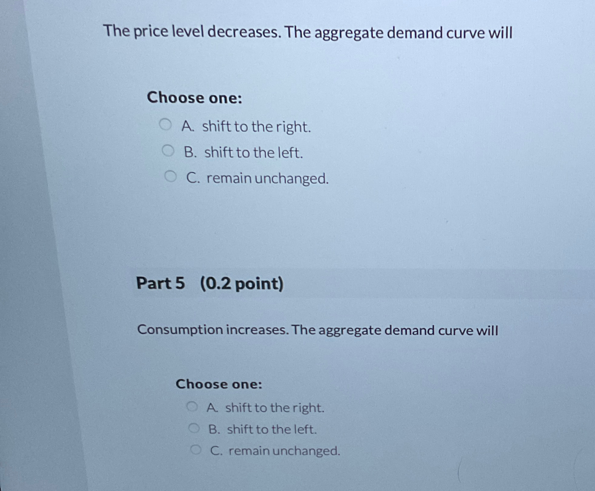 Solved The price level decreases. The aggregate demand curve | Chegg.com