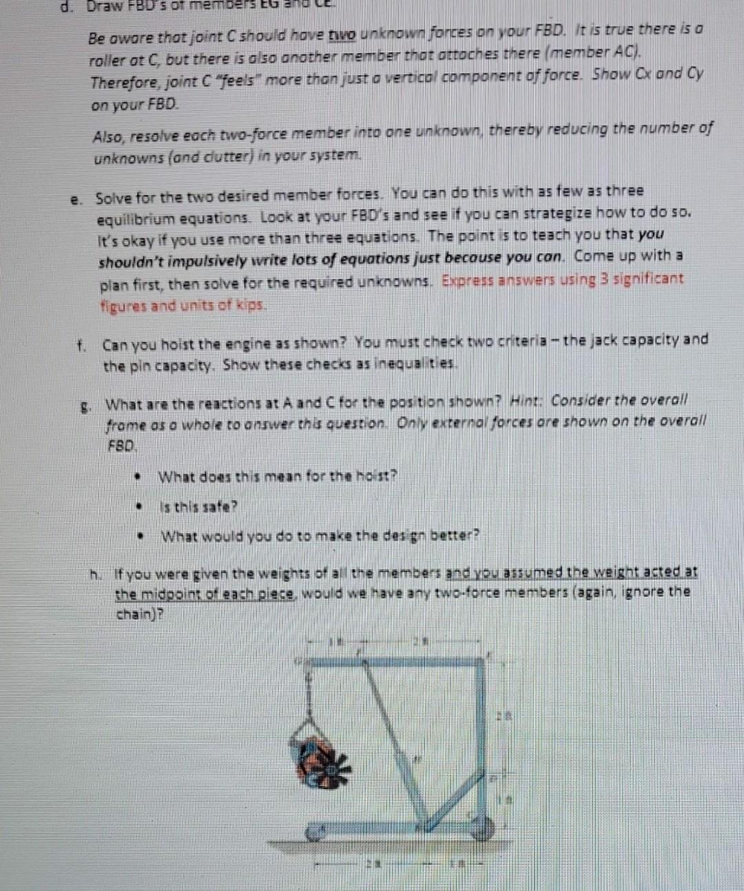 Solved Problem 1: You want to hoist the engine as shown | Chegg.com