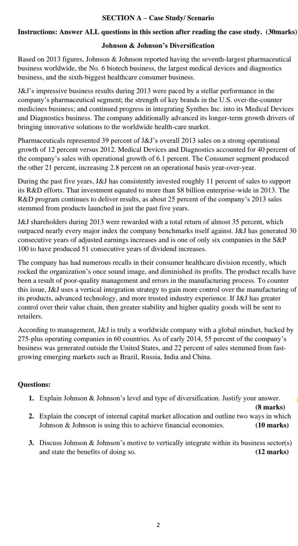 Solved SECTION A - Case Study/ Scenario Instructions: Answer | Chegg.com