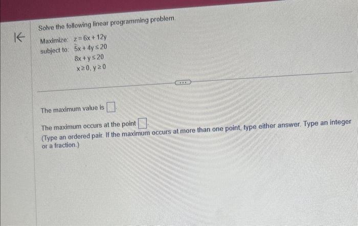 Solved Solve the following linear programming problem. | Chegg.com