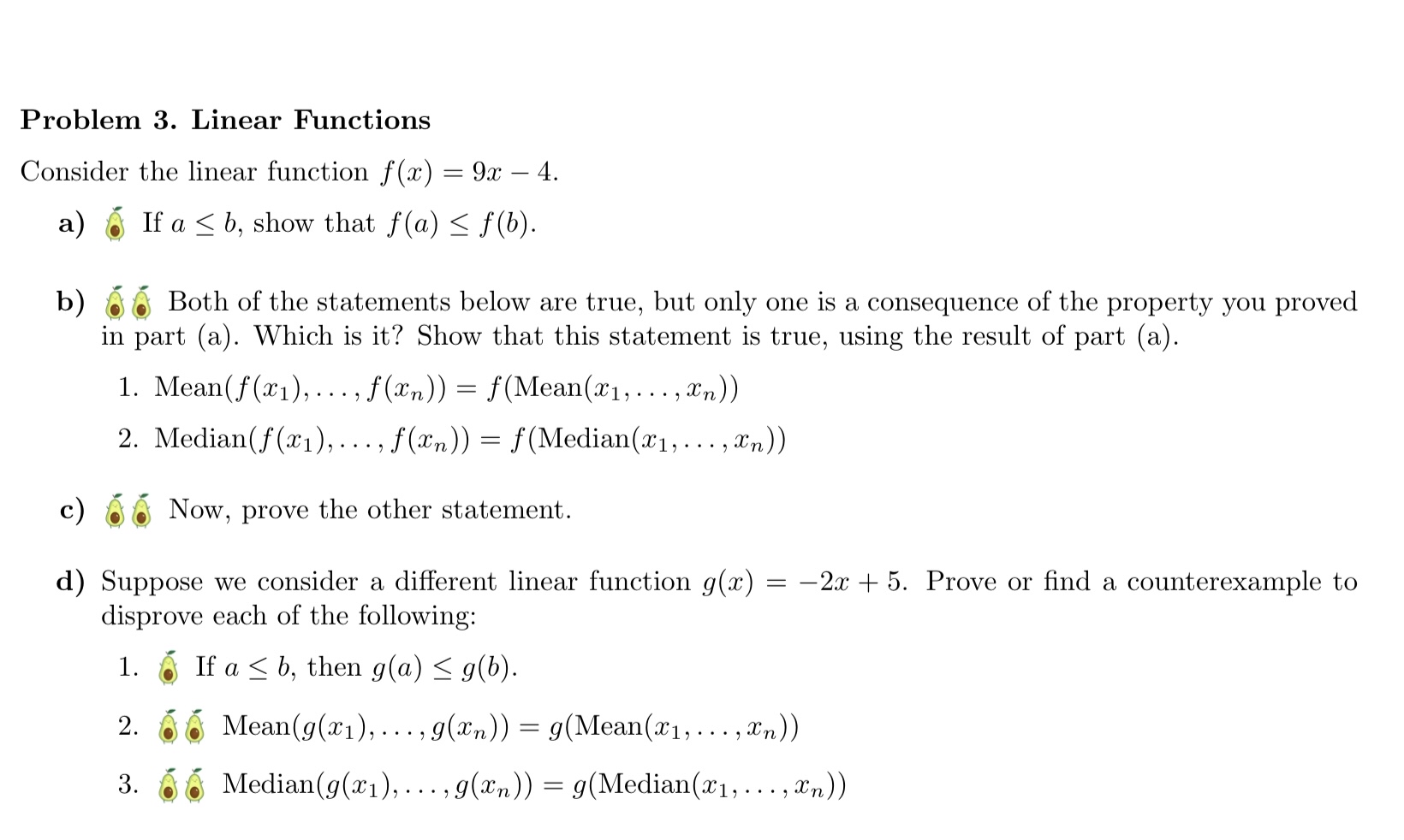 Solved Problem 3. Linear FunctionsConsider the linear | Chegg.com Solved Problem 3. Linear FunctionsConsider the linear | Chegg.com