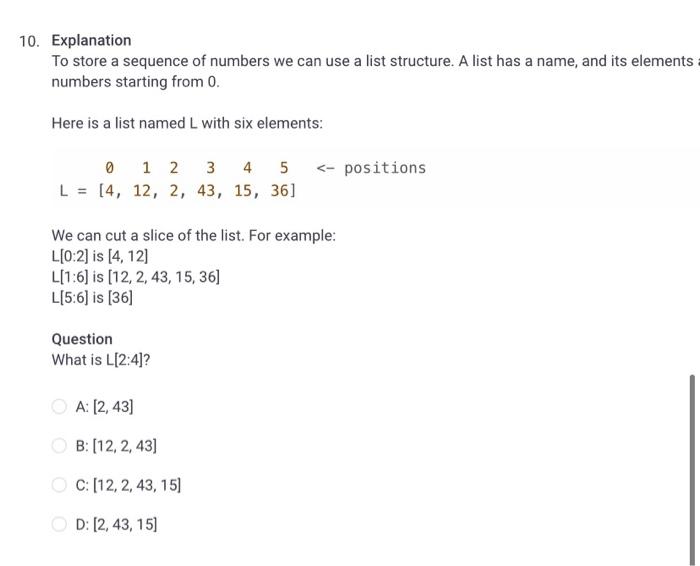 Solved Explanation To store a sequence of numbers we can use | Chegg.com