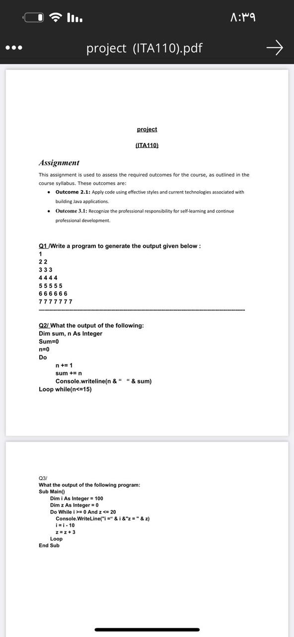 Solved project(IIA110)AssignmentThis assignment is used to | Chegg.com