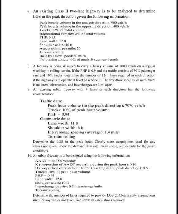 Solved Assignment 2:- Highway Capacity and Level of Service | Chegg.com