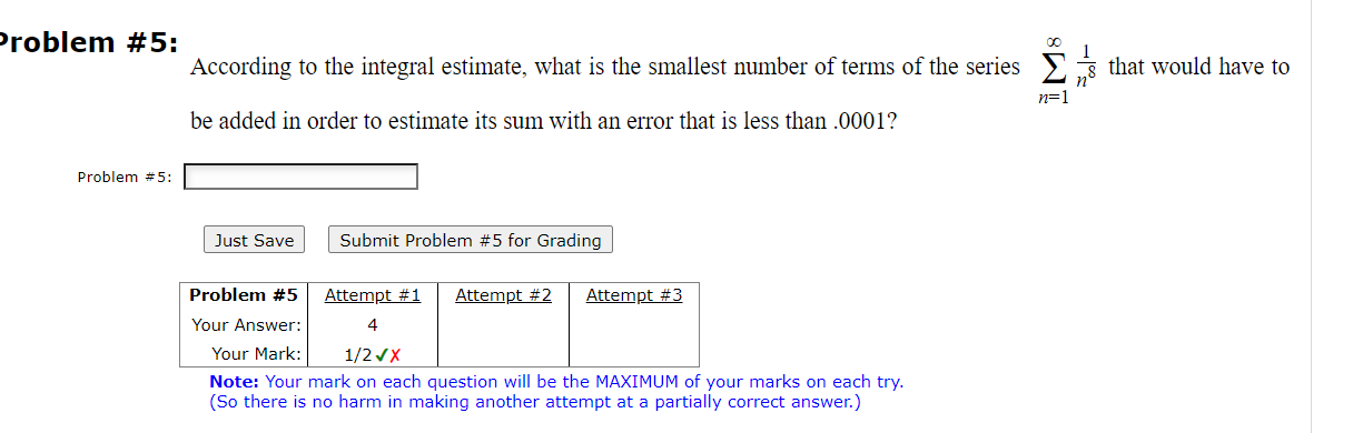 Solved roblem #5:According to the integral estimate, what is | Chegg.com