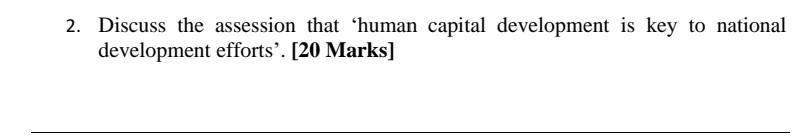 Solved Discuss the assession that 'human capital development | Chegg.com