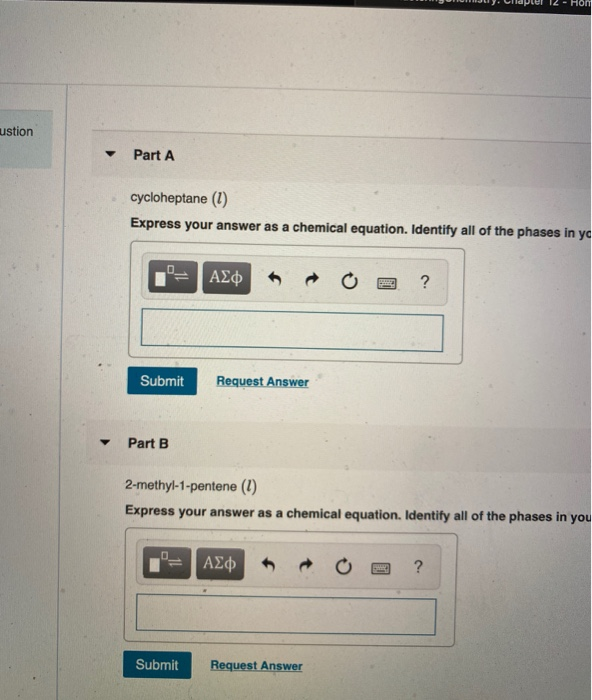 Solved ustion Part A cycloheptane (1) Express your answer as | Chegg.com