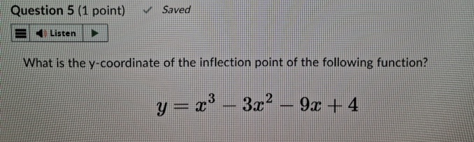 Question 5 (1 ﻿point)SavedWhat is the y-coordinate of | Chegg.com