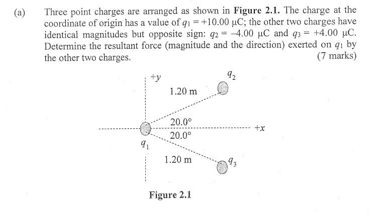 Solved (a) Three point charges are arranged as shown in | Chegg.com
