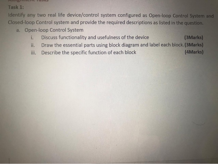 Solved Task 1: Identify any two real life device/control | Chegg.com