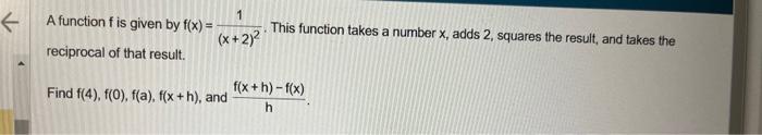 Solved A function f is given by f(x)=(x+2)21. This function | Chegg.com