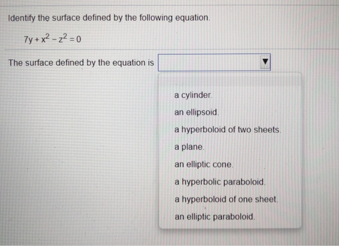 Solved Identify the surface defined by the following | Chegg.com