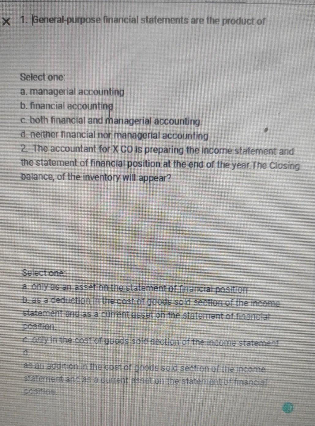 Solved x 1. General-purpose financial statements are the | Chegg.com