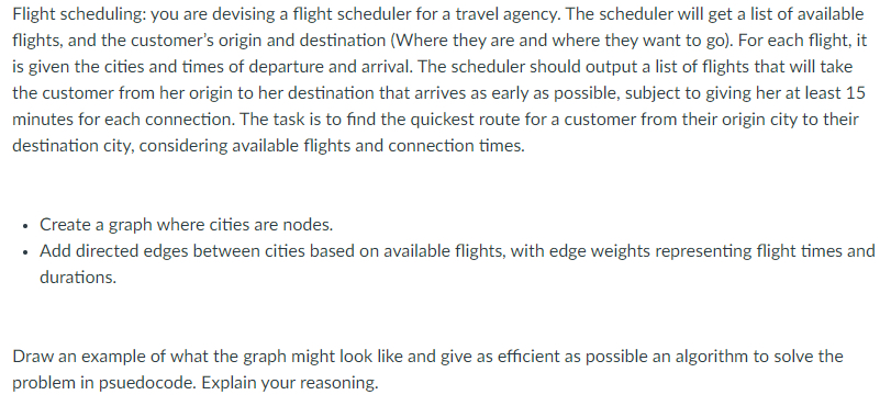 Solved Flight scheduling: you are devising a flight | Chegg.com