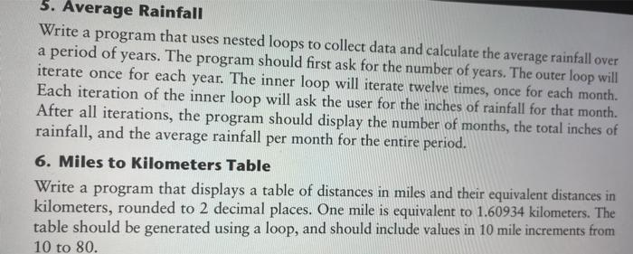 Solved 5. Average Rainfall Write a program that uses nested | Chegg.com