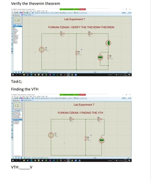 Solved Verify the thevenin theorem Lab Experiment 7 FURKAN | Chegg.com