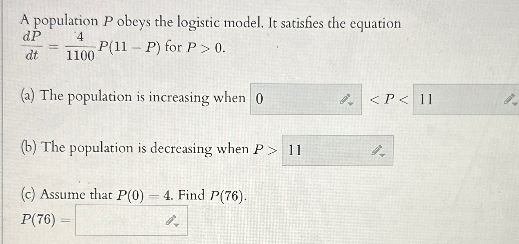 Solved A population P ﻿obeys the logistic model. It | Chegg.com