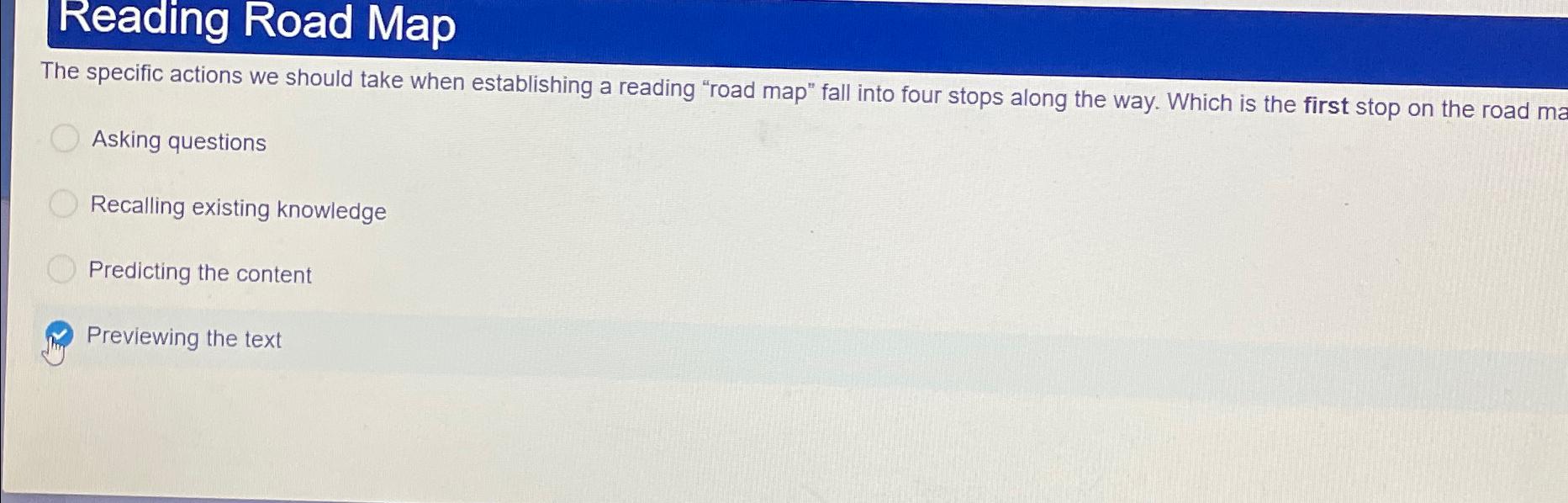 Solved Reading Road MapThe specific actions we should take | Chegg.com
