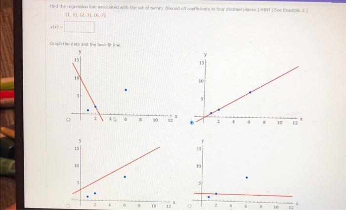 Solved Find the regression line associated with the set of | Chegg.com
