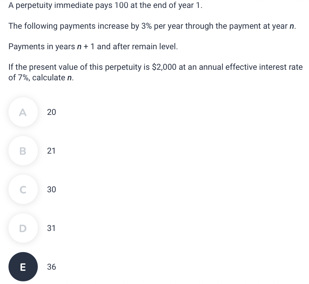 Solved A perpetuity immediate pays 100 ﻿at the end of year | Chegg.com