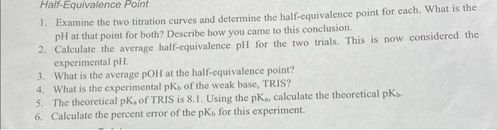 Solved Half-Equivalence Point 1. Examine the two titration | Chegg.com