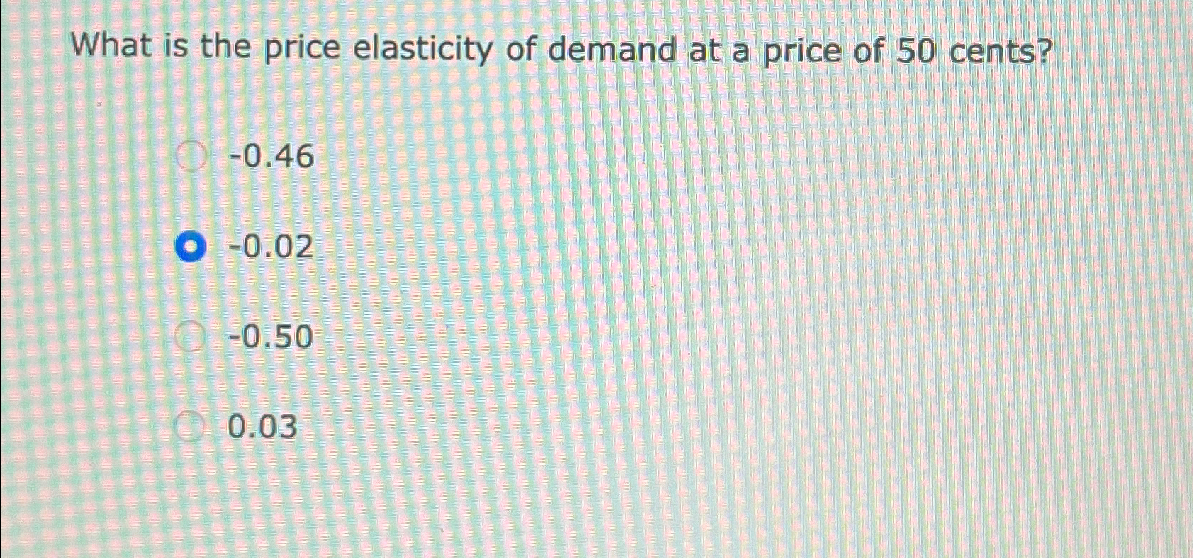Solved What is the price elasticity of demand at a price of | Chegg.com