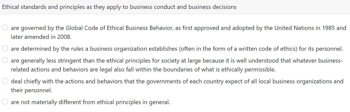 Solved Ethical standards and principles as they apply to | Chegg.com