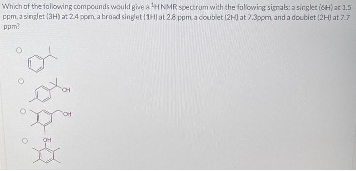 Solved Which of the following compounds would give a ¹H NMR | Chegg.com