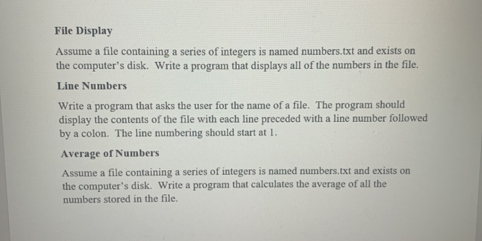 Solved File Display Assume File Containing Series Integer