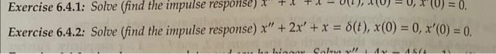 Solved Exercise 6.4.1: Solve (find the impulse response) | Chegg.com