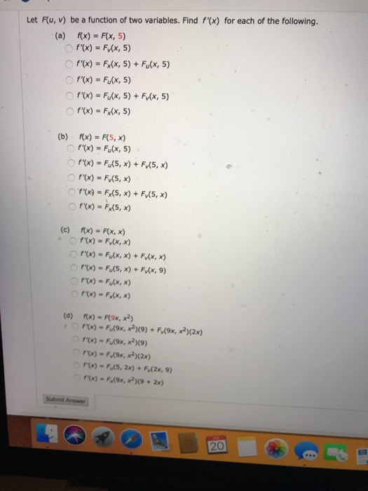 Solved Let Fu V Be A Function Of Two Variables Find 3691