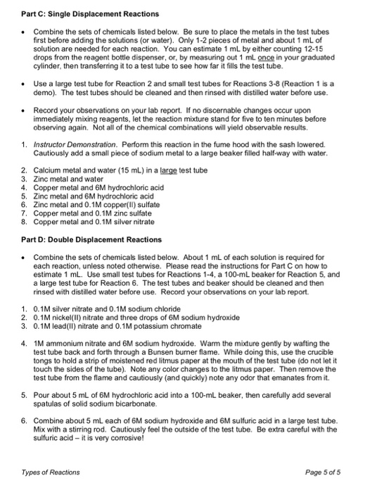 Solved Single Displacement Reactions involve the | Chegg.com