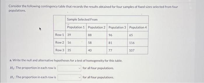 Solved a. Wrate the nuil and ahternative hiootheses for a | Chegg.com