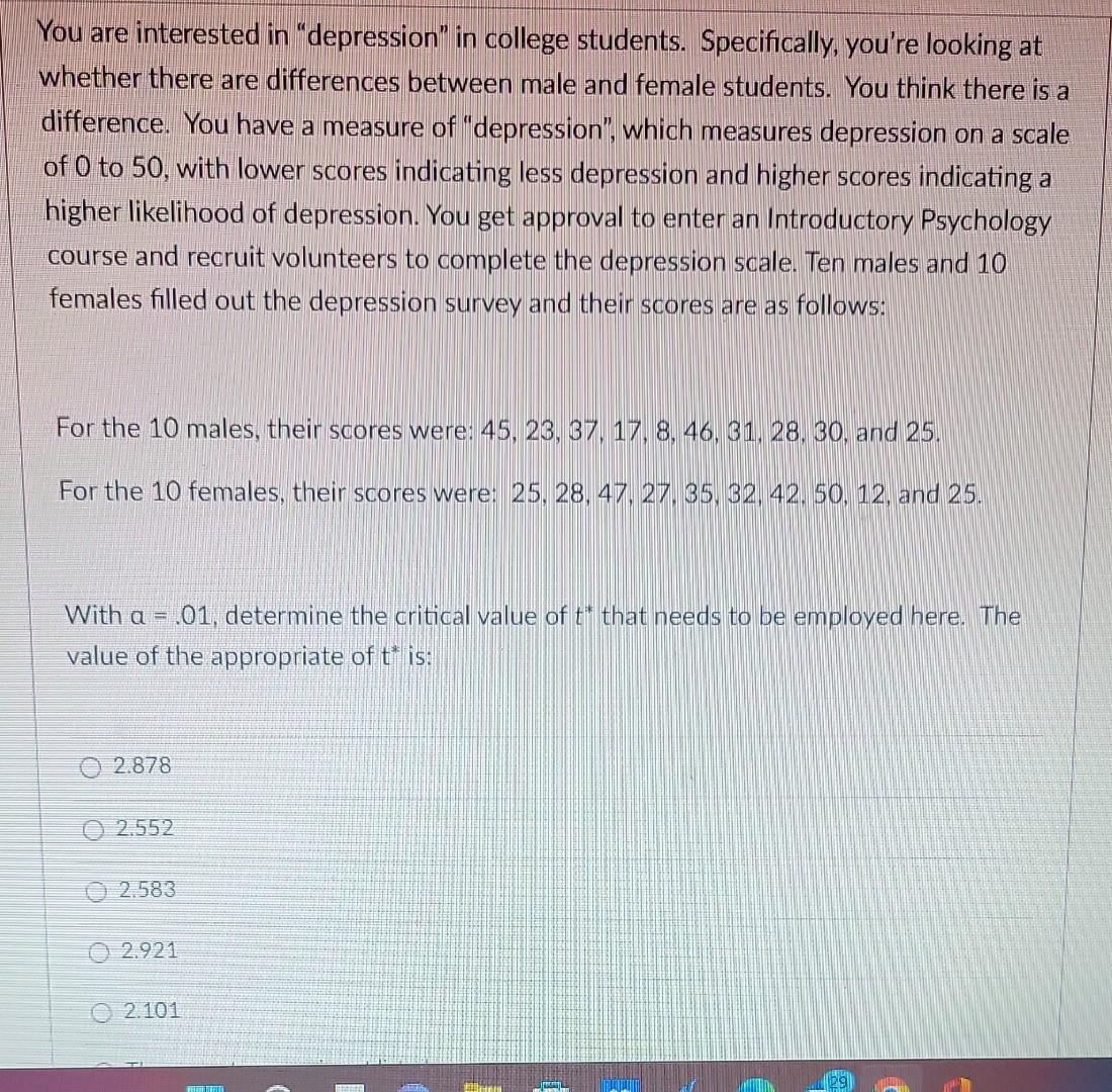 Solved You are interested in "depression" in college | Chegg.com